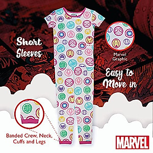 Marvel Girls' 2-Piece Snug-Fit Cotton Pajama Set, MARVEL ICONS, 8