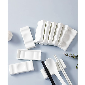 Premium Handmade Ceramic Spoon and Chopstick Rest, Fork Knife Holder Stand Dinner Tableware Table Decoration Set of 4