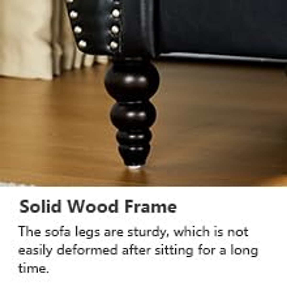 AVZEAR 60" Loveseat Sofa, Chesterfield Sofa, Mid-Century Modern PU Upholstered 2 Seater Sofa, Deep Button Tufted Living Room Sofa with Two Throw Pillows, Black