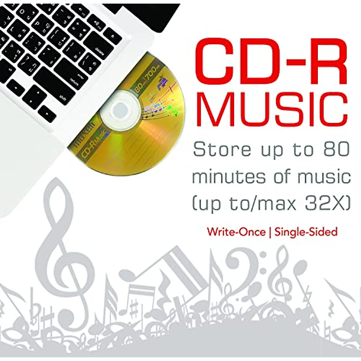 Maxell – 625335, Premium Quality Noise free Surface Playback Recordable CDs 700Mb Storage – 32x, Write Speed 80 minutes - Blank CDs, CD Storage & Reusable Spindle Case Holder – 30 Pack, Gold