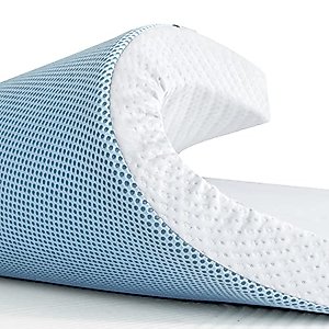 subrtex 3 Inch Queen Gel Infused Memory Foam Mattress Topper with Removable Bamboo Cover, Ventilated Cooling Pad for Pain Relief, Certified by CertiPUR-US, Oeko-TEX