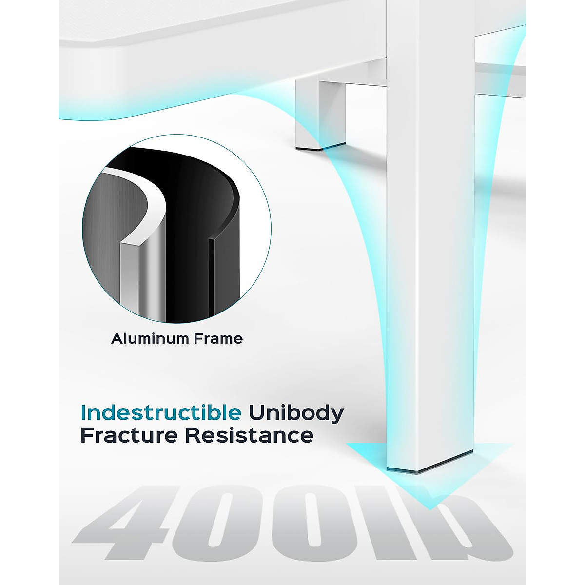 Aluminum Chaise Lounge Chair Outdoor, Patio Lounge Chair with Adjustable 5-Position Recliner and Full Flat Tanning Chair for Patio, Beach, Pool, White