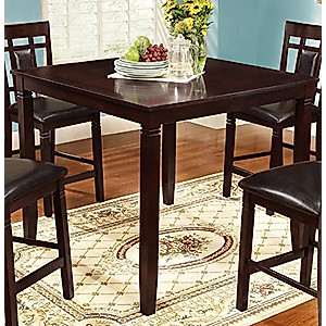 GTU Furntiure 5Pc Counter Height Dark Bown Wood Table Set