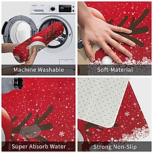 Door Mat 16 x 24 in Merry Christmas Cute Cartoon Elk Print Non-Slip Floor Mats Front Door Welcome Carpet for Indoor Outdoor