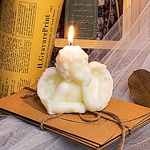 Nuanchu 2 Pieces Angel Candle Soy Scented Candle Wax Vegan Candle Cute Decorative Candle White Angel Candle Cake Candle Handmade Aesthetic Candle for Home Decor Bedroom Bathroom Wedding