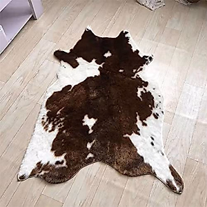 Huichenxing2021FURSTORE Faux Fur Deer Print Area Rug, Animal Deer Hide Skin Cowhide Area Rug Animals Mat Non-Slip Deer Rug for Home Living Room Bedroom 33.5in x43.3in/2.8ftx3.6ft