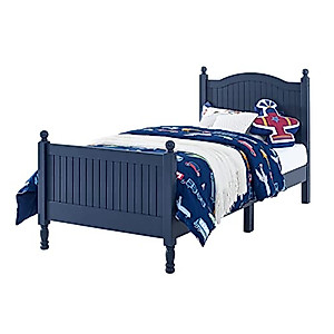 BIKAHOM Riley Twin Bed Frame, 11.5 inch Solid Wood Pine Bed Frame with Headboard & Footboard, Wood Slat Support, No Box Spring Needed, Easy Assembly Bedroom Furniture, Dark Blue Finish