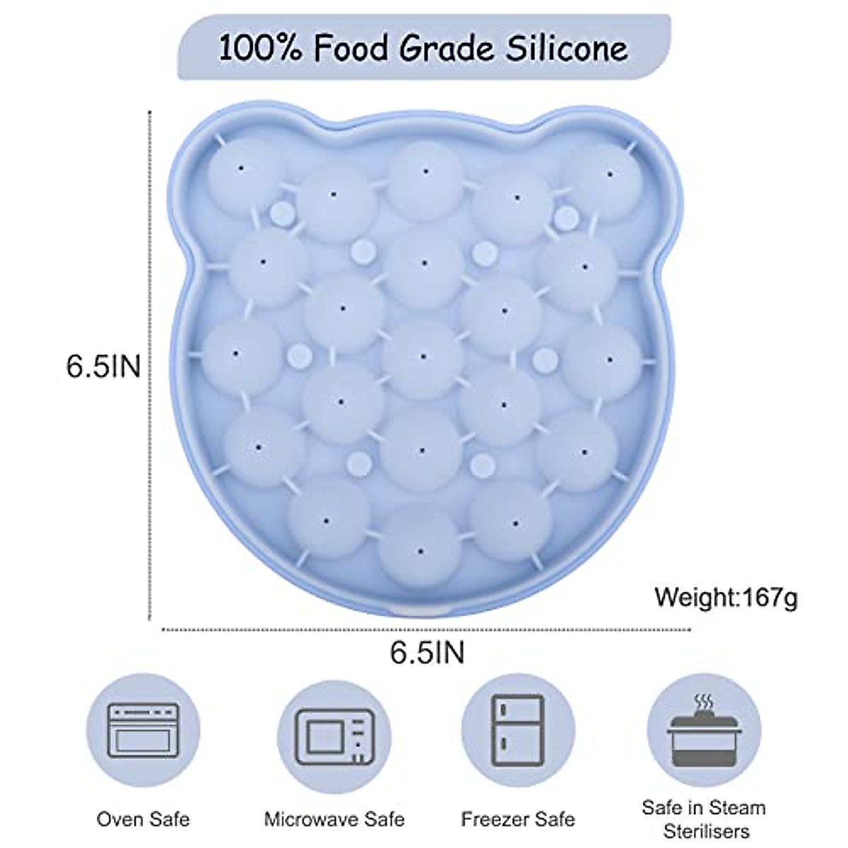 Dilovely Baby Fruit Feeder & Babies Food Freezer Trays with Lid, Pacifier Feeder, Silicone Food Molds Trays for Homemade Baby Food, Frozen Breast Milk Cube, BPA Free Blue