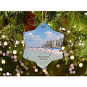Florida Clearwater Beach Ocean Landscape Photo Ceramic Souvenirs Personalised Ceramic Ornament Double Sided Porcelain Xmas Tree Decorations Family Christmas Ceramics Keepsakes