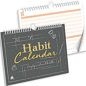 Clever Fox Habit Tracker Calendar – Inspirational Goal Tracker and Habit Calendar for Atomic Habits – Colorful Habit & Goal Planner Journal to Boost Productivity – 24 Months, 10″ x 8″ (Black)