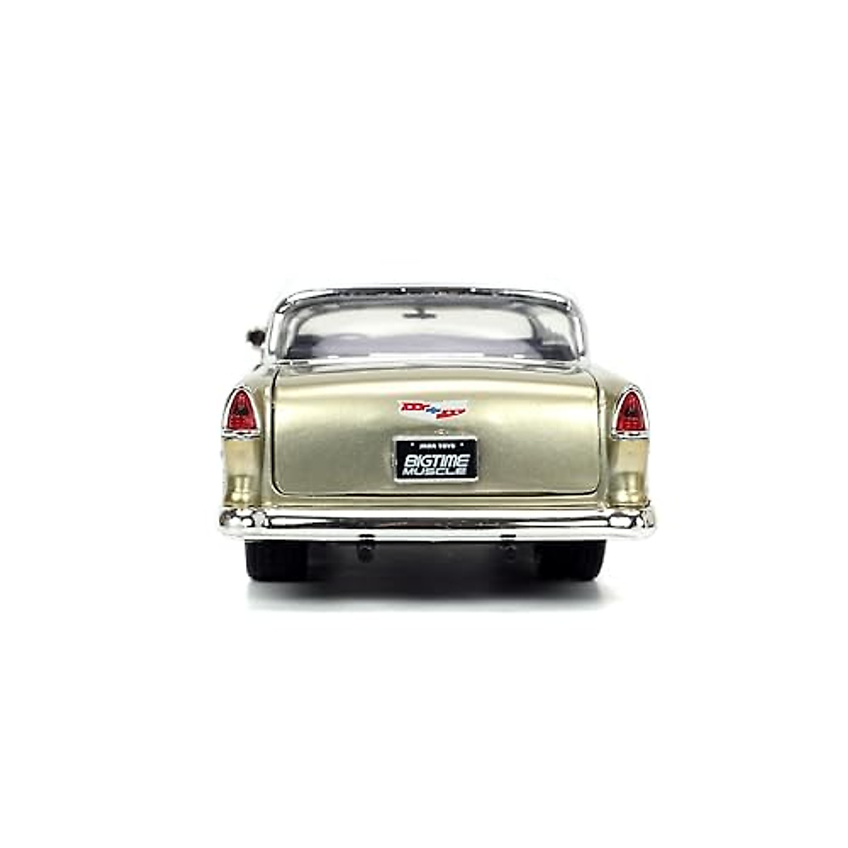 Big Time Muscle 1:24 1955 Chevy Bel Air Die-Cast Car, Toys for Kids and Adults(White/Gold Flames)