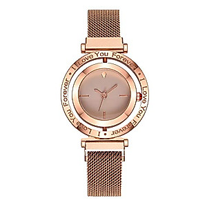 Kinrui I Love You Forever - Women's Quartz Gift Watch Rotatable Dial Novel Jewelry Stainless Steel Strap Watches