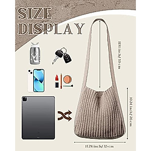 Sweetude Crochet Bags for Women Hand Crocheted Tote Bags Shoulder Knitted Woven Crocheted Tote Bags Large Handmade Aesthetic Cute Bags Shopping Travel School