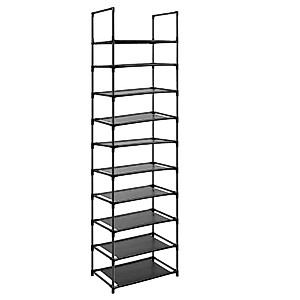 Easyhouse 10 Tier Metal Shoe Rack for Entryway, Closet,Bedroom, Narrow Tall Shelf Organizer for Space Saving Storage
