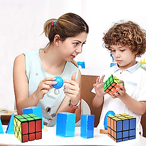 4-Pack YJ Cube Set - Included 3x3 YJ Fluctuation Angle Puzzle Cube - 2x3 YJ Wheel Puzzle Cube - 3x3 YJ Mirror Puzzle Cube 6 Color - 3x3 YJ Square King Puzzle Cube
