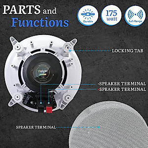 Technical Pro 4 Channel 1600 Watts 8 Speaker Bluetooth Home Theater Receiver System w/ 4 Pairs of 5.25” Ceiling Wall Mount 2-Way Mid Bass Woofer Ceiling Speakers - Home Theater Kit