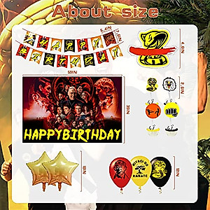 99pcs Cobraa Birthday Decoration Party Supplies Include Banner, Cake Toppers, Cupcake Toppers, Backdrop, Stars Foil Balloons, Stickers, Latex Balloons,for Kids Birthday Party