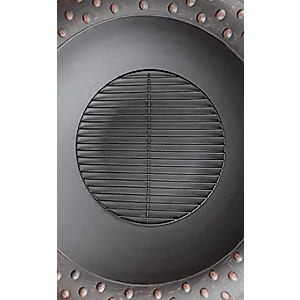 Fire Sense 60857 Fire Pit Roman Brushed Painted Steel Legs Wood Burning Lightweight Portable Patio Outdoor Firepit Backyard Fireplace Included Screen Lift Tool - 35"