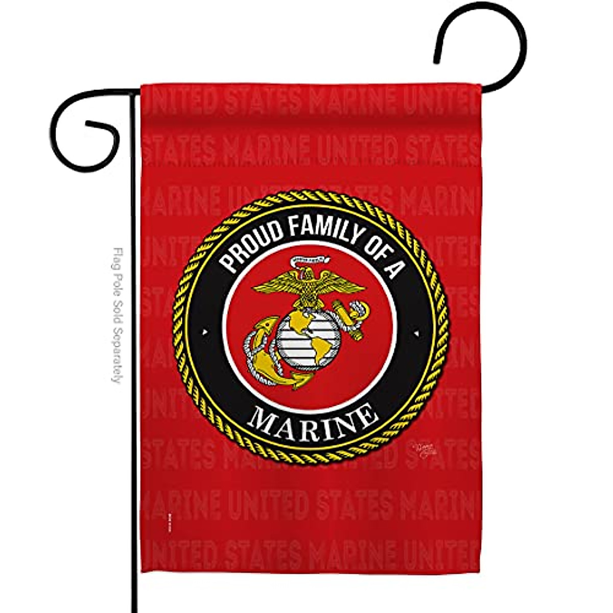 Breeze Decor Proud Family Garden Flag Armed Forces Marine Corps USMC Semper Fi United State American Military Veteran Retire Official House Banner Small Yard Gift Double-Sided, Made in USA