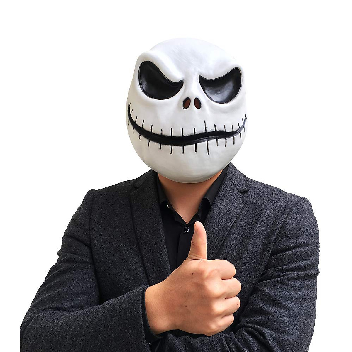 CAFELE Jack Skeleton Skellington Mask Skull Barrel Mask Skeleton Head for Adult Kids Halloween Cosplay Costume Props