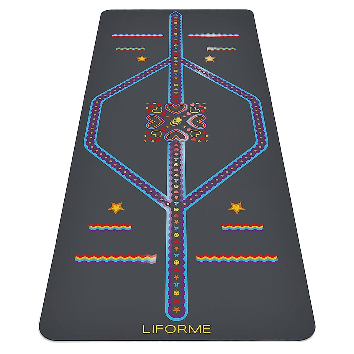 Liforme Kids Playful Yoga Mat - Free Yoga Bag, Patented Alignment System, Warrior-like Grip, Non-slip, Eco-friendly, sweat-resistant, long, wide, 4.2mm thick mat for comfort