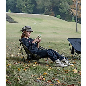 iClimb Low Ultralight Compact Camping Folding Chair with Side Pocket and Carry Bag (Black)