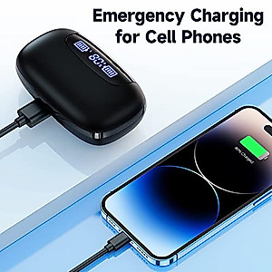 Wireless Earbuds Bluetooth Headphones 120H Playtime IPX7 Waterproof in-Ear Earphones Power Display Ear Buds with Mic and 2600mAh Charging Case for Sports Workout Laptop TV Computer Phone Gaming Black