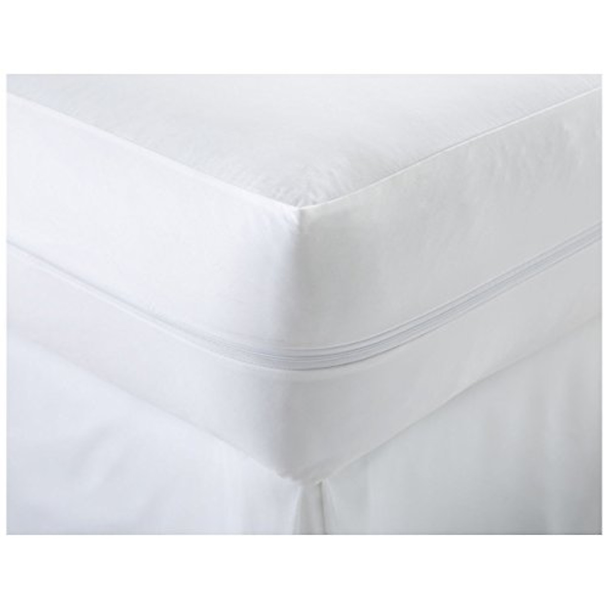 ienjoy Home Ultra Soft Paisley Patterned 4 Piece Sheet Set Home Collection Premium Bed Bug and Waterproof Zippered Mattress Protector, California King, Calking, White, IEH-Bedbug-Calking