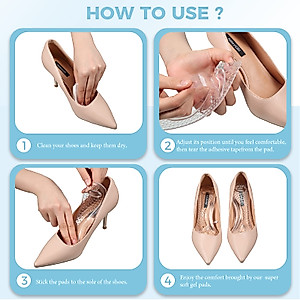 Haysandy 2 Pairs High Heel Cushion Inserts Women and 6 Pcs Gel Heel Pads, 3/4 Insoles Transparent Shoe Fillers Clear Gel Shoe Inserts for Women and Self Adhesive Soft Silicone for Ladies Sandals