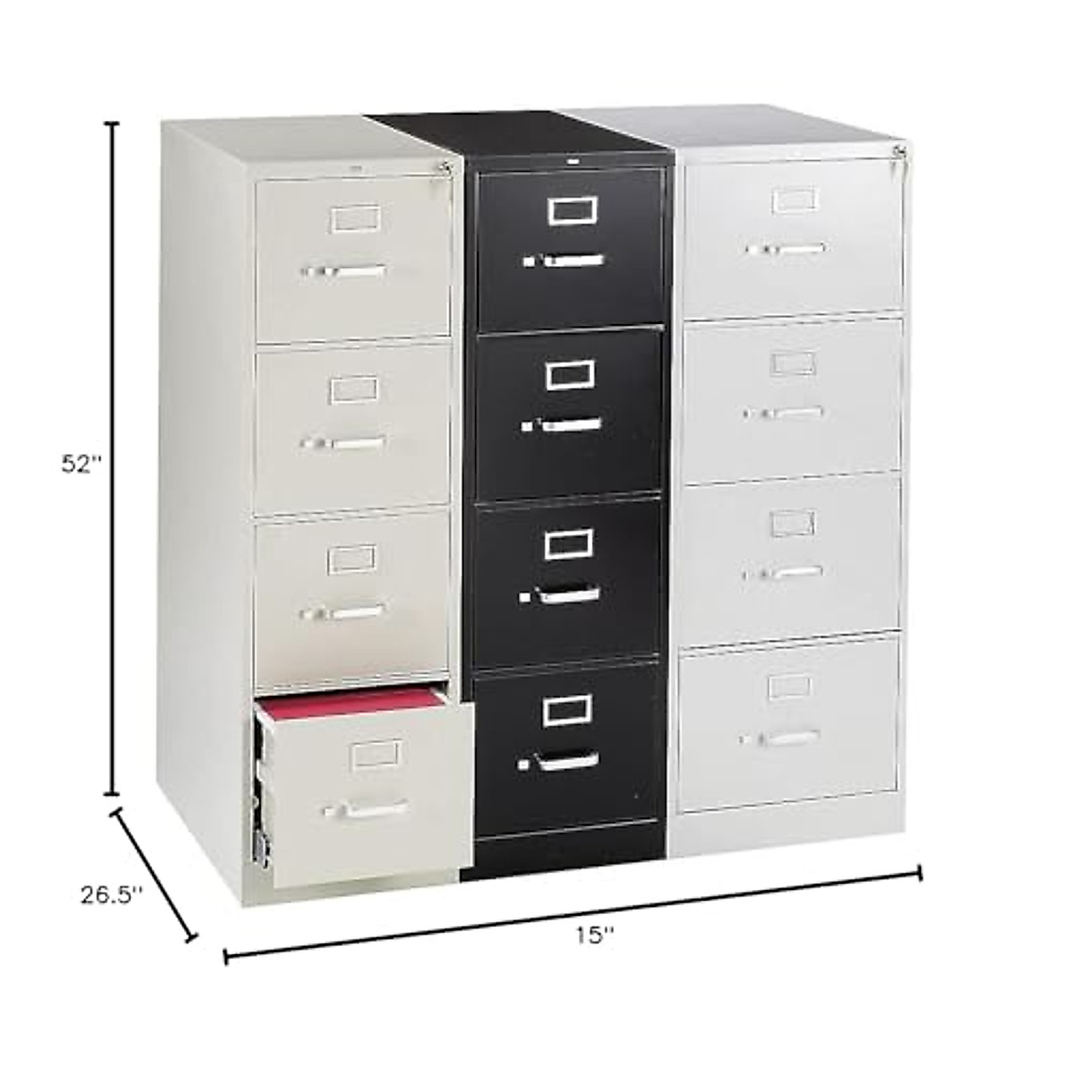 HON 314PL 310 Series Four-Drawer, Full-Suspension File, Letter, 26-1/2d, Putty