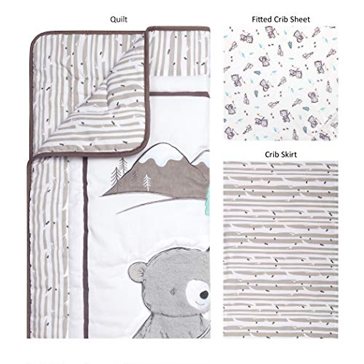 Trend Lab Gone Fishing 3 Piece Crib Bedding Set, Gender-Neutral Color Palette, Includes Quilt, Fitted Crib Sheet and Skirt