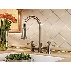 Pfister LG531YPK Ashfield 2-Handle Pull Down Kitchen Faucet in Brushed Nickel, 1.8 gpm