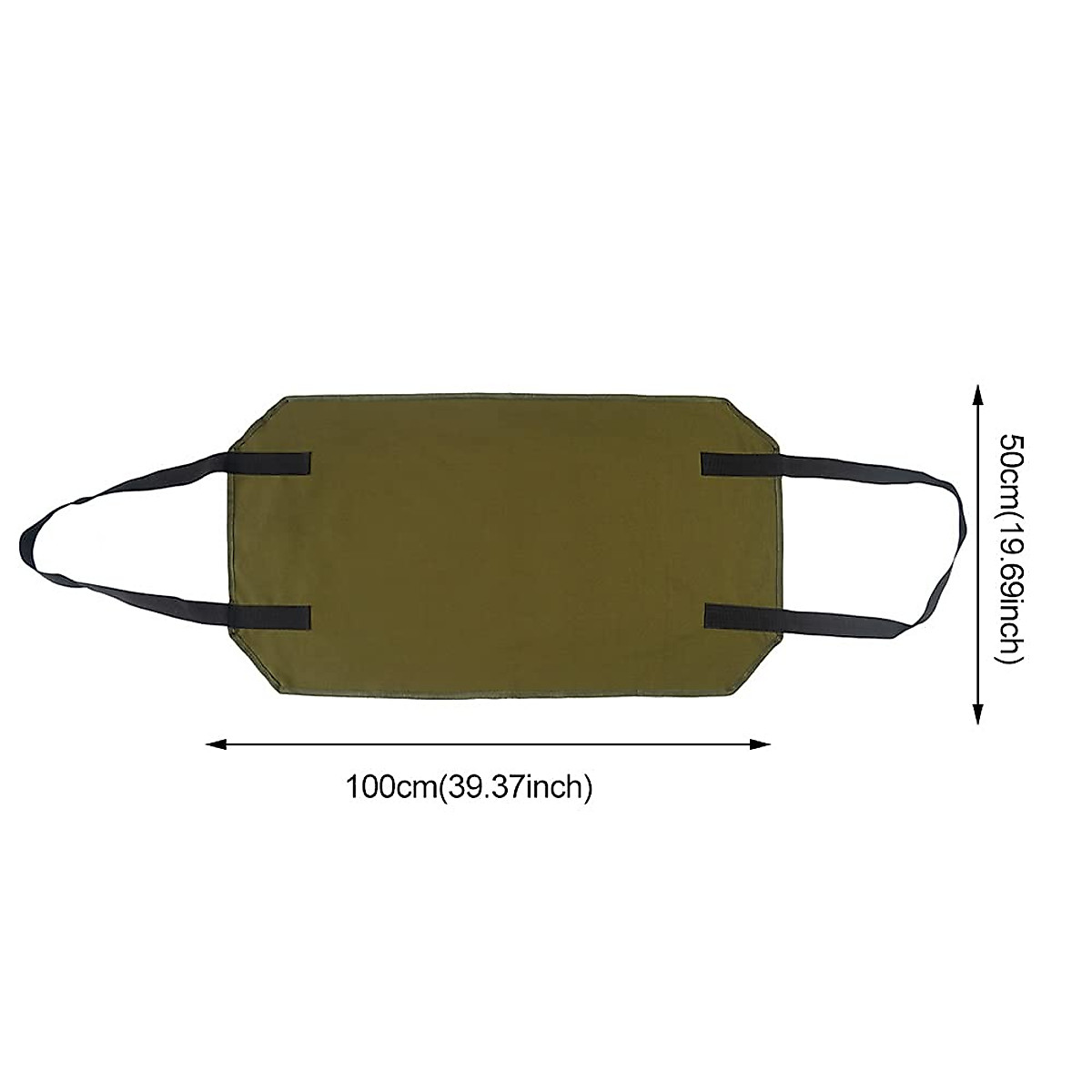 EKDJKK Large Canvas Log Carrier Bag, 100 x 50cm Waterproof Fireplace Firewood Storage Bag Indoor Outdoor Log Holder Waxed Wood Carrier with Padding Straps (Green)