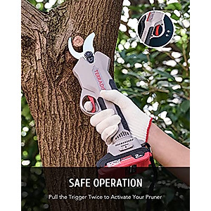 TERRADISE Electric Pruning Shears for Gardening, Power Garden Shears with Rechargeable 2000mAh Battery & Sheath, Cordless Hand Pruner w Adjustable Cutting Width, Hand Held Tree Trimmer Hedge Shears