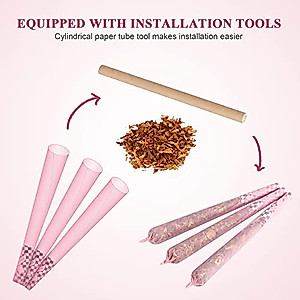 TISFA Pink Pre rolled Cones 60 Pack Rolling Papers King Size Rolling Cones with Tips & Packing Sticks (60 PCS)