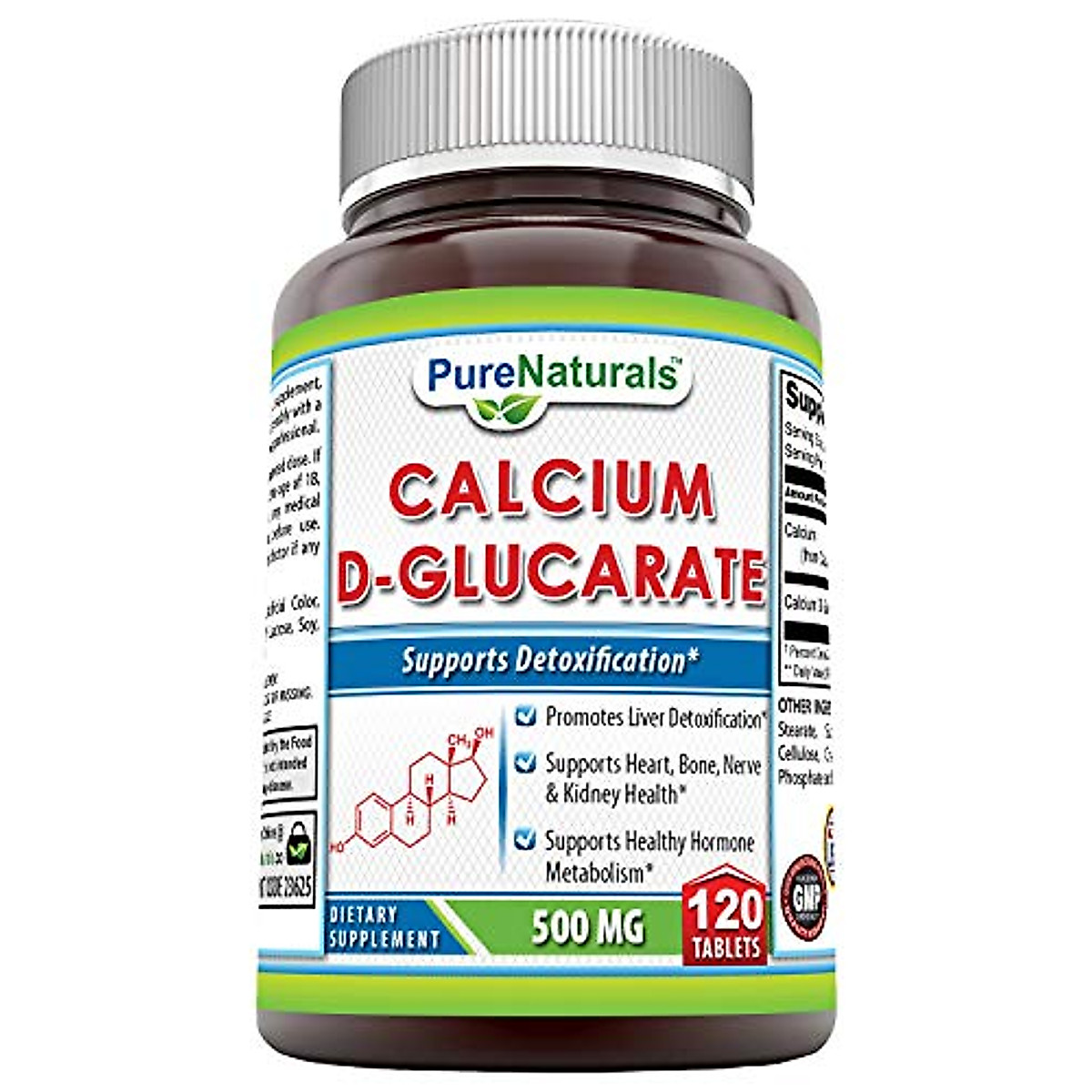 Pure Naturals Calcium D-Glucarate (500 Mg, 120 Tablets) Combines The Benefits Of Calcium With The Benefits Of Glucaric Acid. Supports Body's Detoxification Function By Helping The Liver & Kidney To Pr