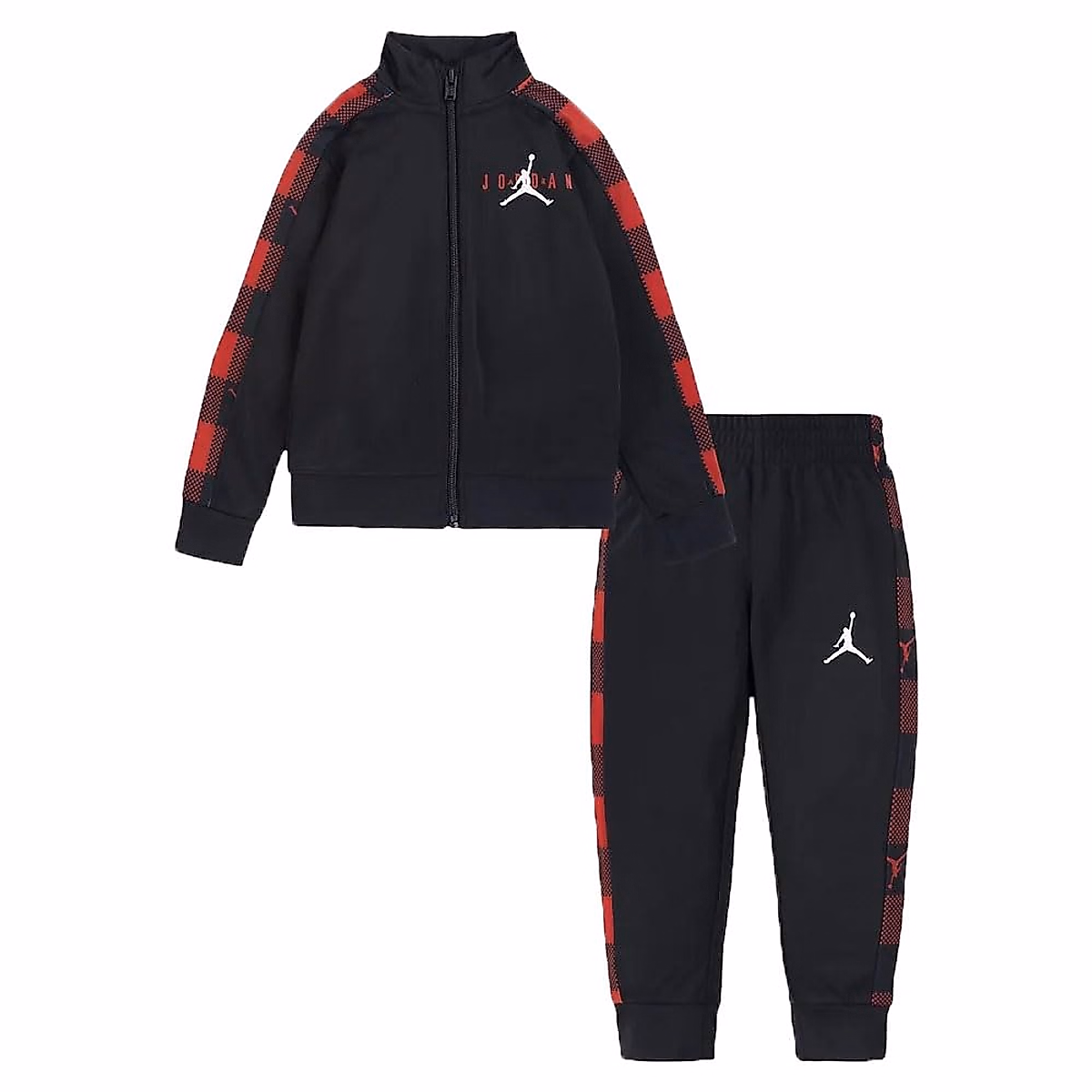 Jordan Toddler Boy's Buffalo Check Tricot Jacket & Joggers 2 Piece Set (B(75B088-023)/R, 4T)