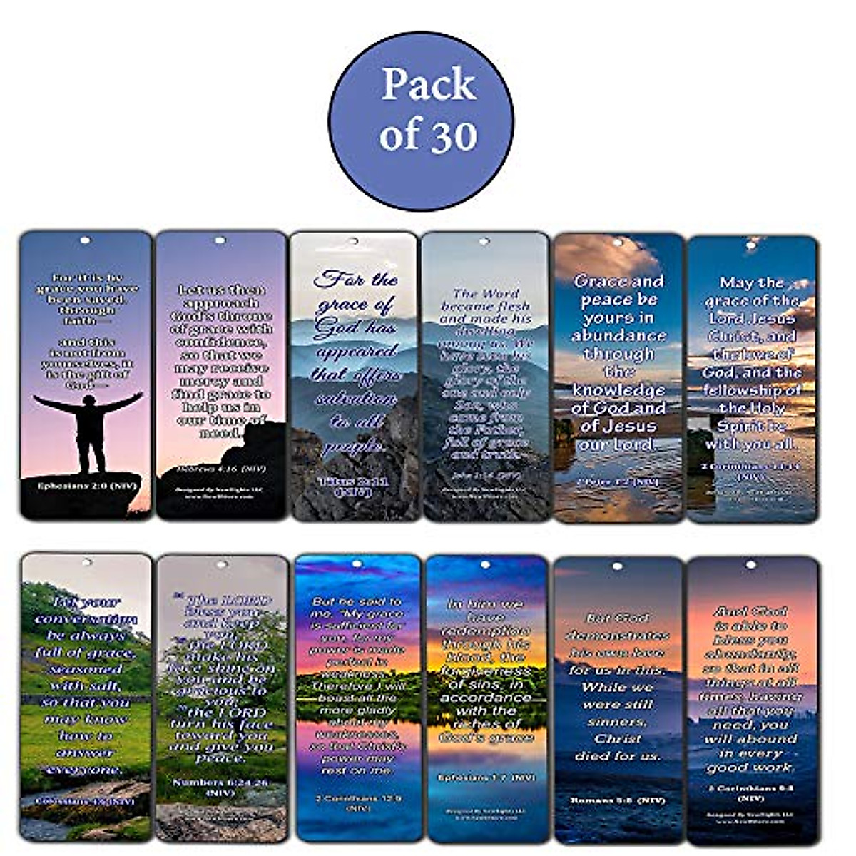Bookmarks for Bible Verses About Grace NIV (30 Pack) - Handy Reminder Book Marker About God’s Grace