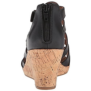 Rockport womens Briah Gladiator Wedge Sandal, Black Leather, 6.5 Wide US