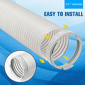 Portable Air Conditioner Hose Kit AC Hose with Adapter 5.9" Dia 78.7" Length Universal Flexible Exhaust Hose and AC Unit Tube Connector for Portable Air Conditioner Vent