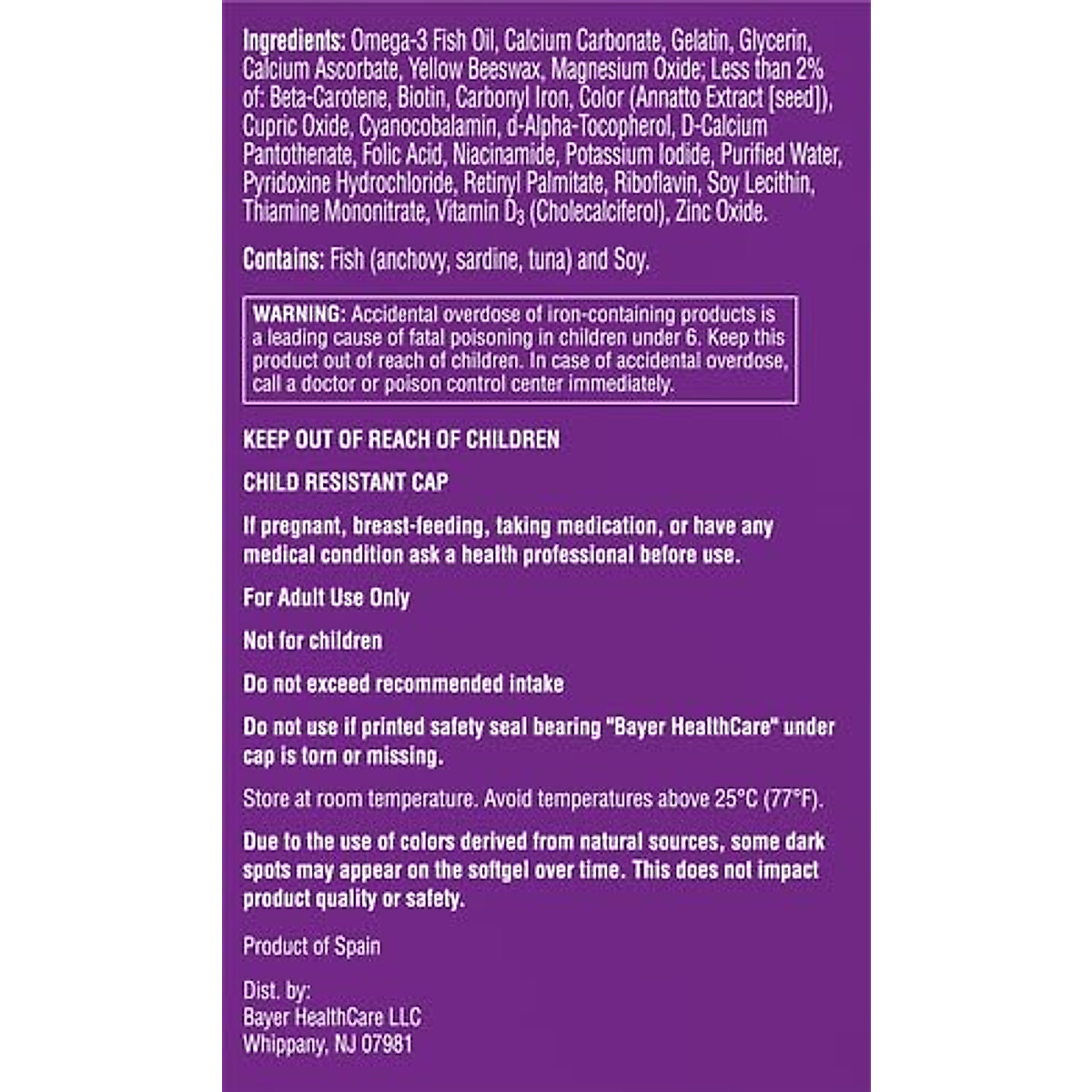 One A Day Women's Prenatal 1 Multivitamin Including Vitamin A, Vitamin C, Vitamin D, B6, B12, Iron, Omega-3 DHA & more, Tablet,Softgels, 60 Count - Supplement for Before, During, & Post Pregnancy