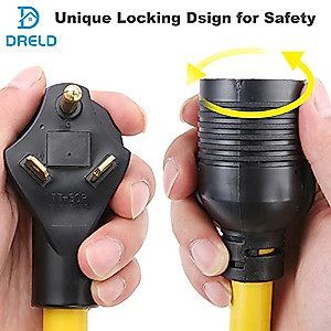 NEMA TT-30P Male to L14-30R Female Generator Adapter Cord, 30 Amp 3 Prong to 4 Prong Generator Transfer Switch Plug Adapter, RV Outdoor Generator Cord Plug to Inlet Box, 1.5FT