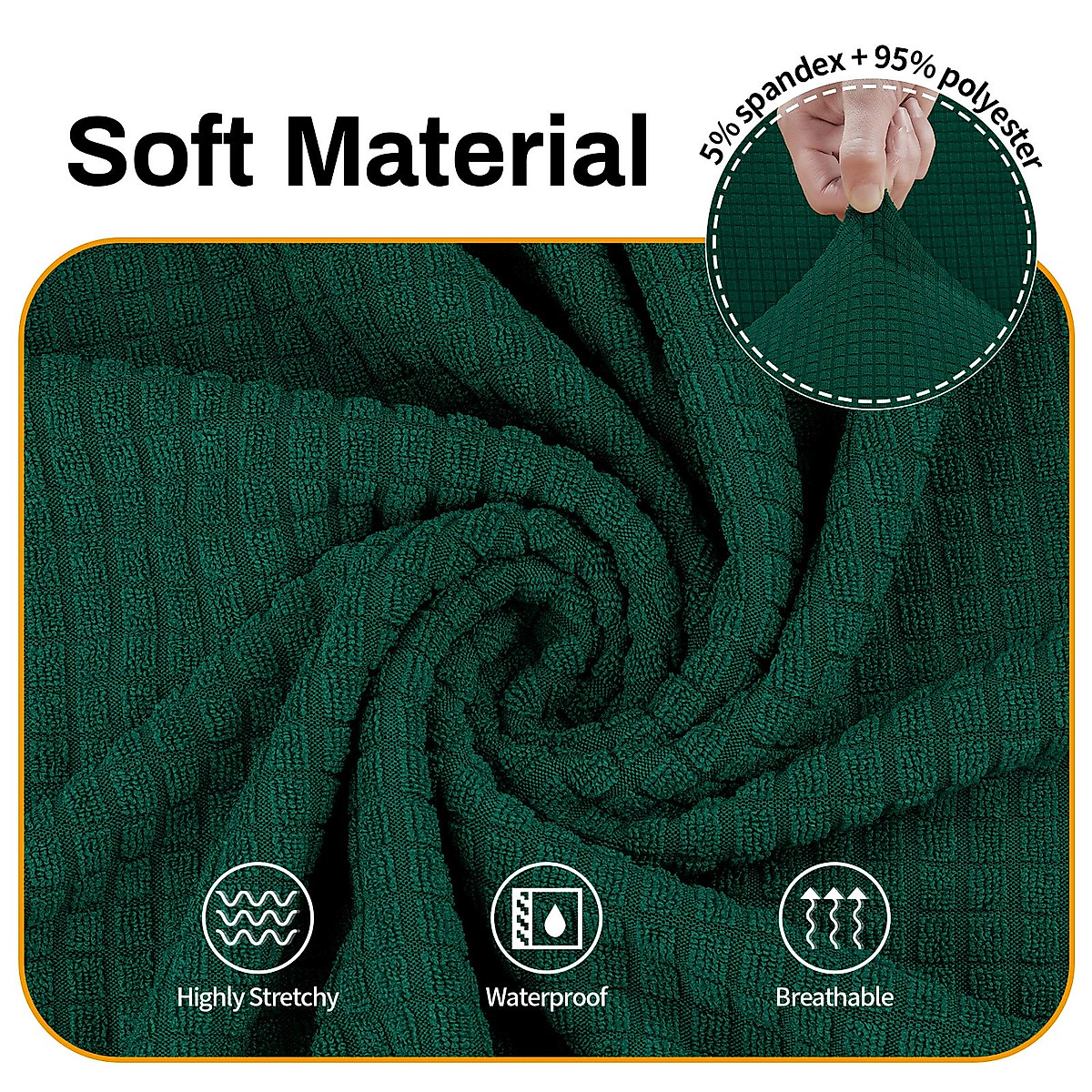 Asnomy Couch Covers for 3 Cushion Couch Stretch Sofa Covers Slipcovers, Pet Protector Furniture Covers for Dogs Cats Spandex Jacquard Fabric Small Checks （Large，Blackish Green）