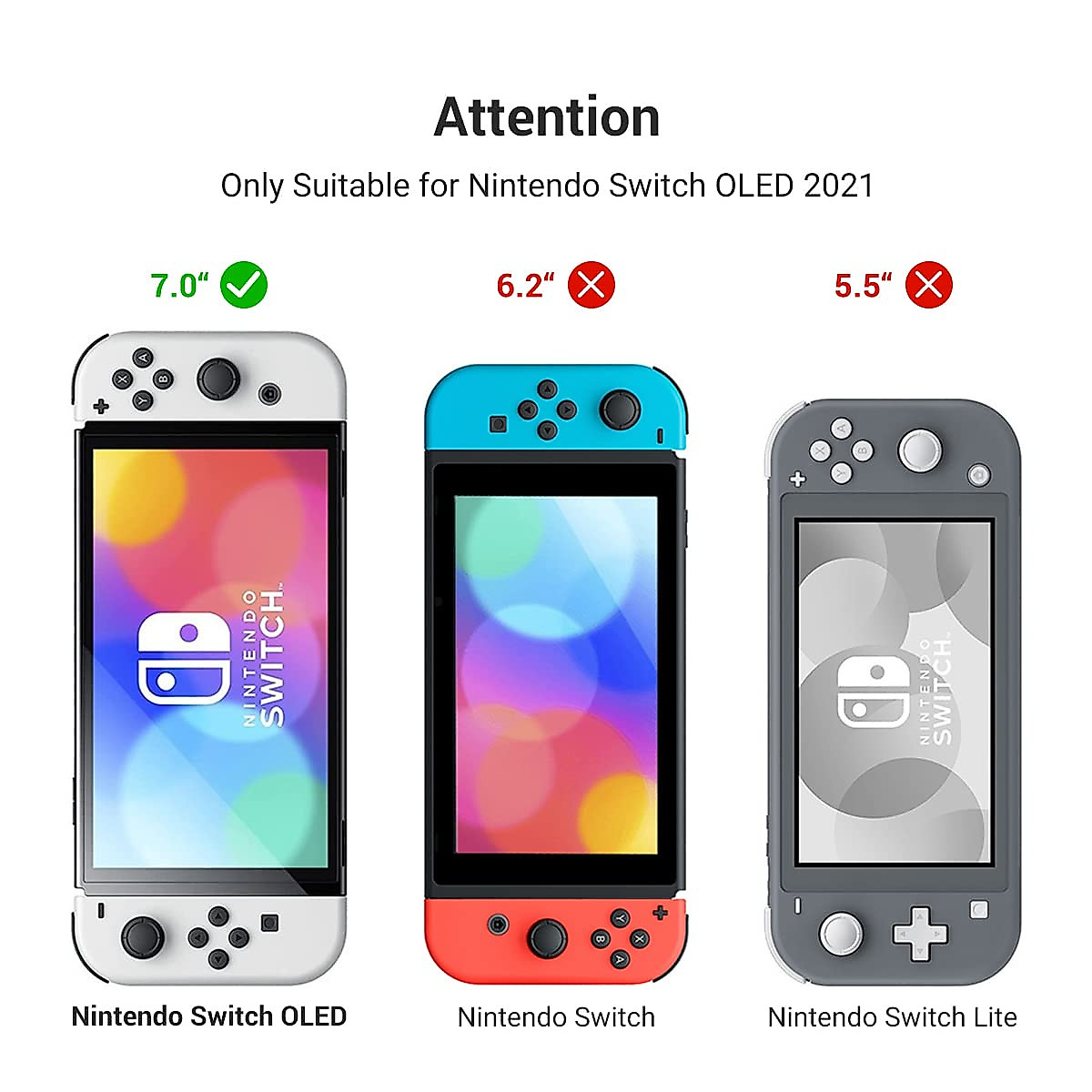Protective Case for Switch OLED, Dockable Case Compatible with Switch OLED Model 2021, Switch OLED Case Cover with Screen Protector & 2 x Thumb Grip Caps, Pink