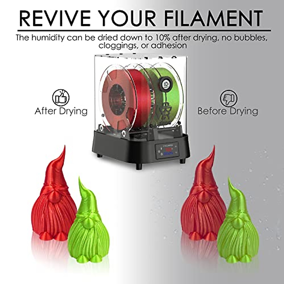 【EIBOS Official】3D Printer Filament Dryer Cyclopes, 3D Printer Filament Dry Box with Fan, Adjustable Temp & Humidity Sensor, Compatible with PLA Nylon TPU PETG 1.75mm 2.85mm 3.00mm, Storage Box