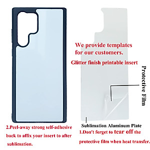 JUSTRY 5PCS Sublimation Blanks Phone Case Compatible with Samsung Galaxy S22 Ultra 5G Case,2 in 1 2D Soft Rubber TPU Blank DIY Phone Case Cover Heat Press, Easy to Sublimate Glitter Finish