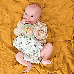 Taf Toys Soft Security Blanket with Pacifier Holder & Mane Teether Baby Lovey Unisex Lovie Baby Gifts for Newborn Boys and Girls Snuggle Toy Baby Lion Stuffed Animal for Ages 0-24 Months