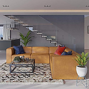 Modway Mingle Vegan Leather 5-Piece Sectional Sofa, Tan