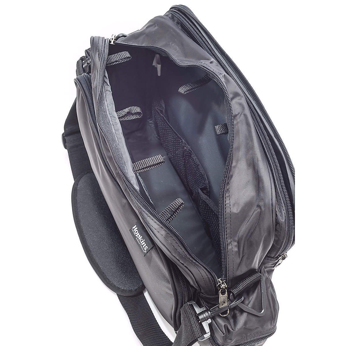 Hopkins Medical Products Original Home Health Shoulder Bag, 70D Waterproof Nylon, Fold-Down Compartment for Easy Access, Adjustable Straps, 14x11x7 inch, Black