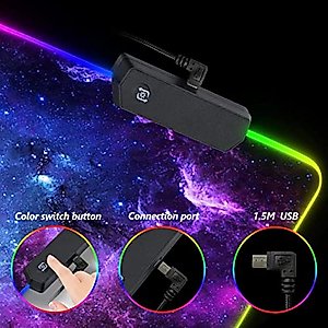 DINKY RGB Gaming Mouse Pad, Large Extended Soft Led Mouse Pad with 14 Lighting Modes, Water Resist Keyboard Pad, Computer Keyboard Mousepads Mat 31.4×11.8 inches- Purple Nebula